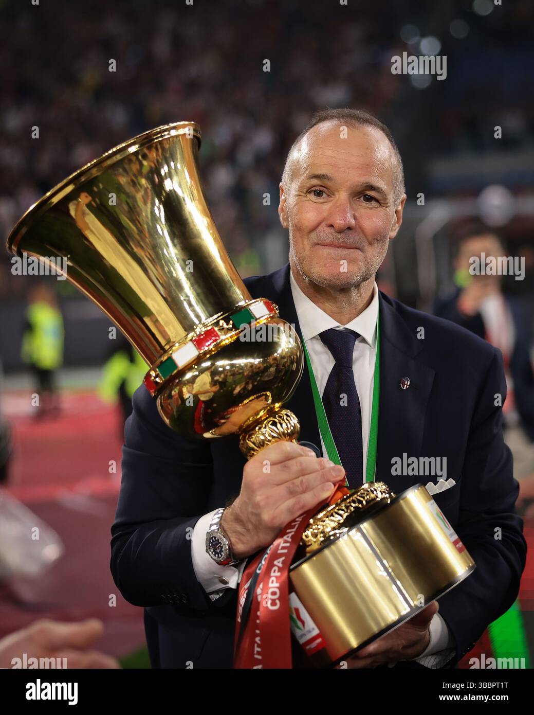 Rome, Italy. 14th May, 2025. Joey Saputo President of Bologna FC poses ...
