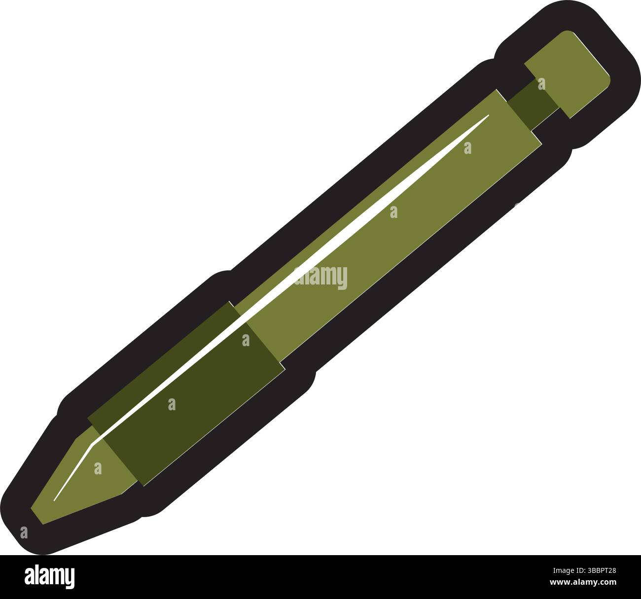 Green pen with clip cartoon. Vector illustration Stock Vector Image ...