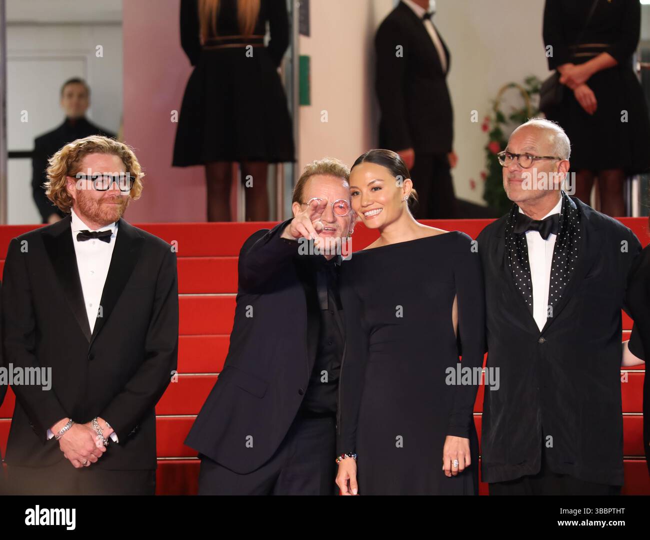 Cannes, France, 16th May, 2025. Erik Messerschmidt, Bono and Kelly ...