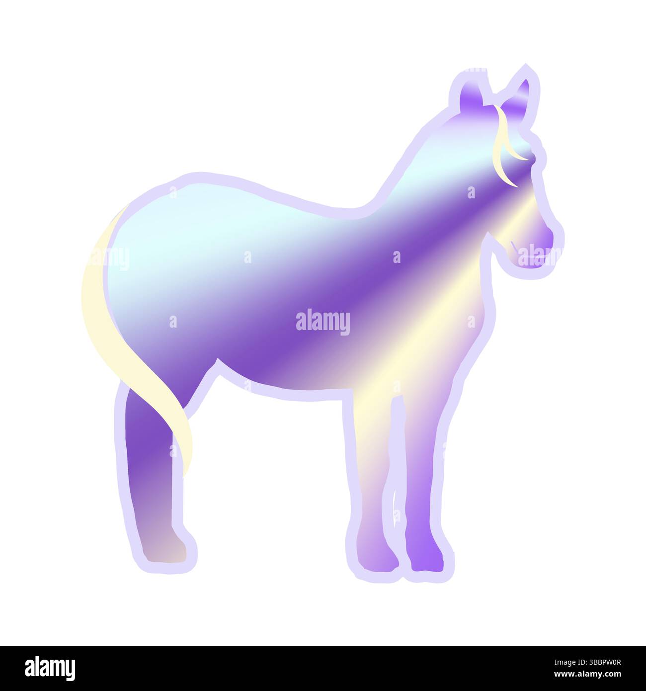 Cute Purple Unicorn Color Horse Illustration in Isolated on White ...