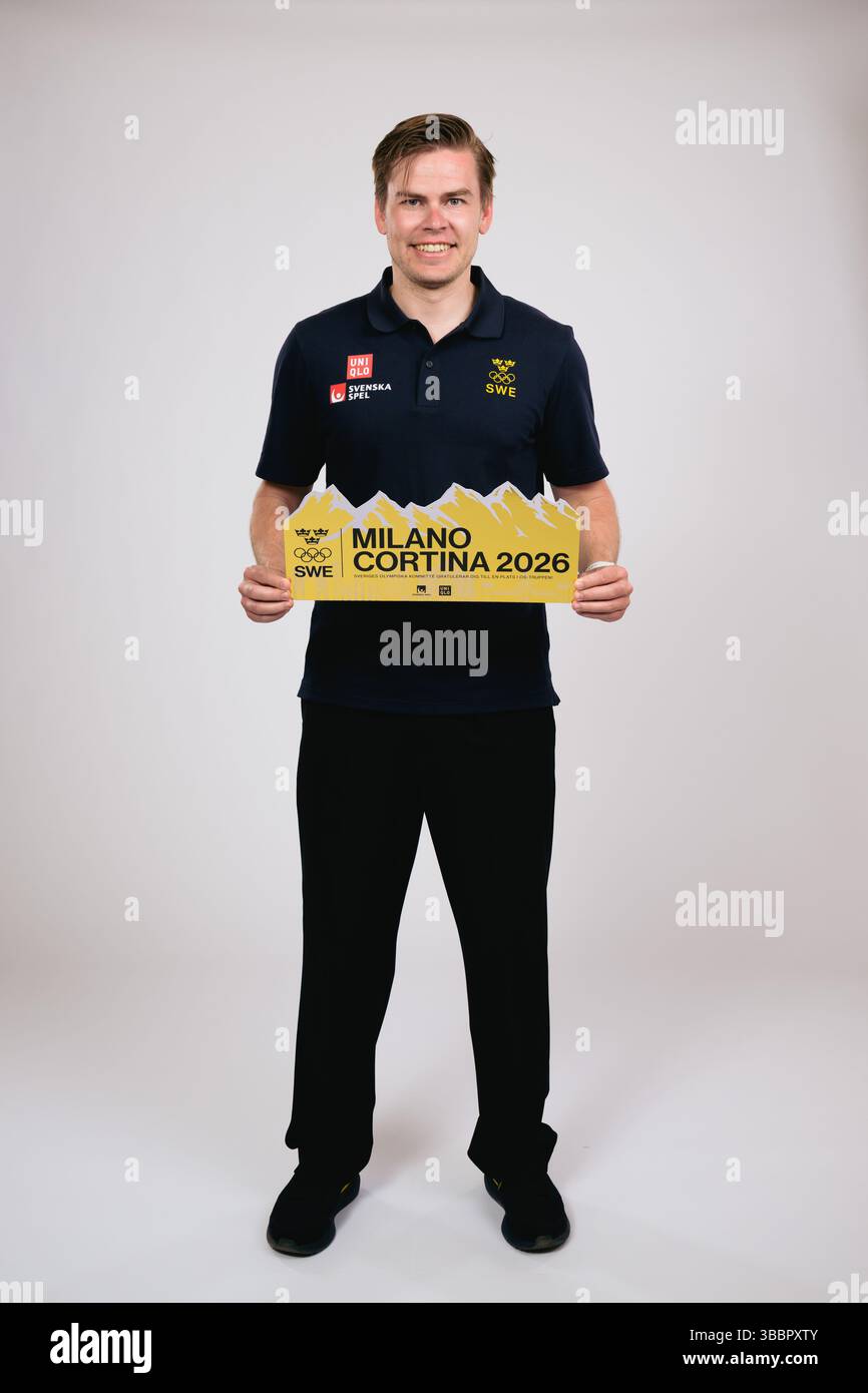 250516 Curling athlete Christoffer Sundgren of Sweden poses for a ...