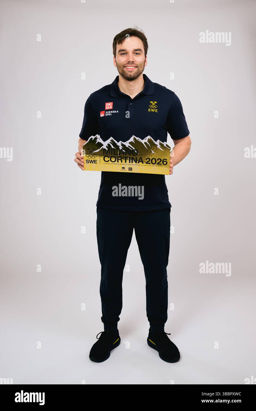 Curling athlete Oskar Eriksson of, Sweden. , . poses for a portrait ...