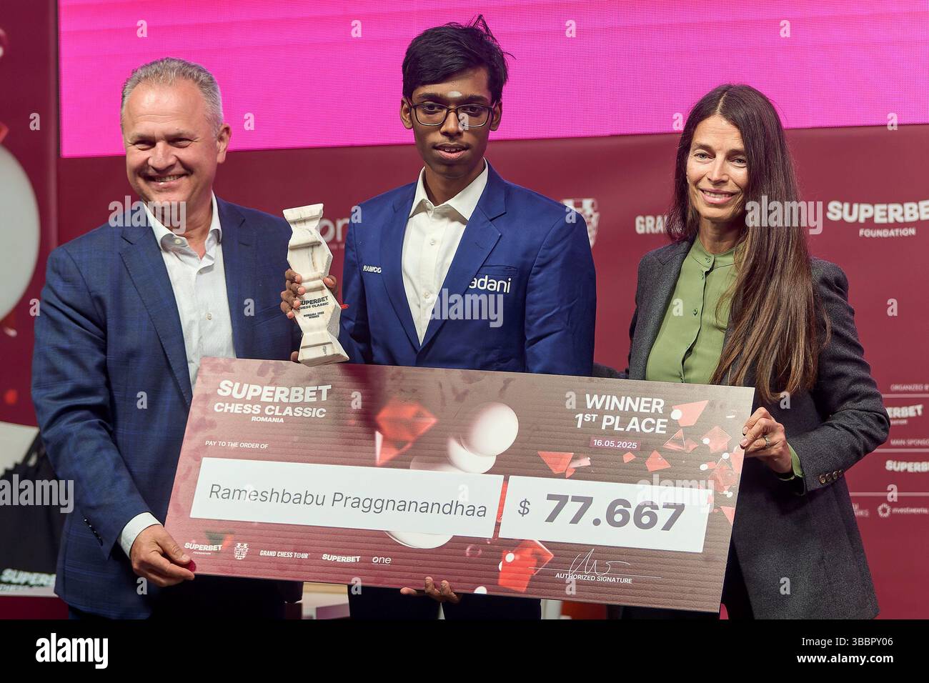 Bucharest, Romania. 16th May, 2025: Indian chess grandmaster Rameshbabu ...