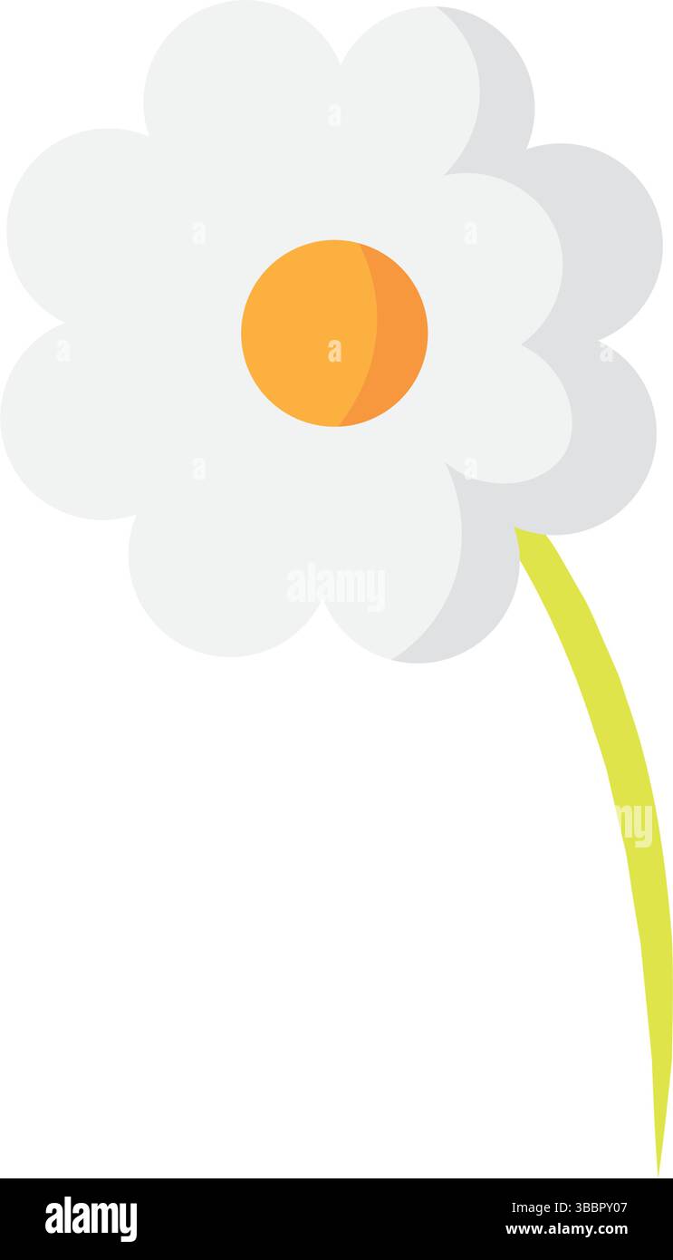 Single cartoon white daisy flower. Vector illustration Stock Vector ...