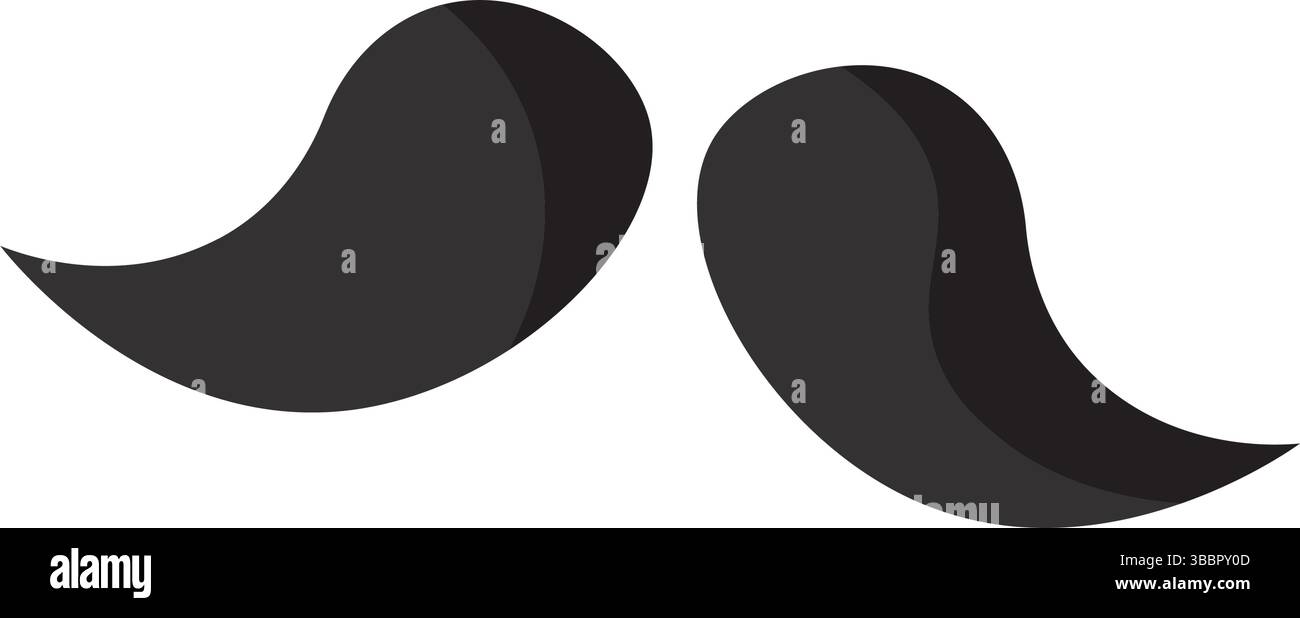 Curved cartoon black mustache. Vector illustration Stock Vector Image ...