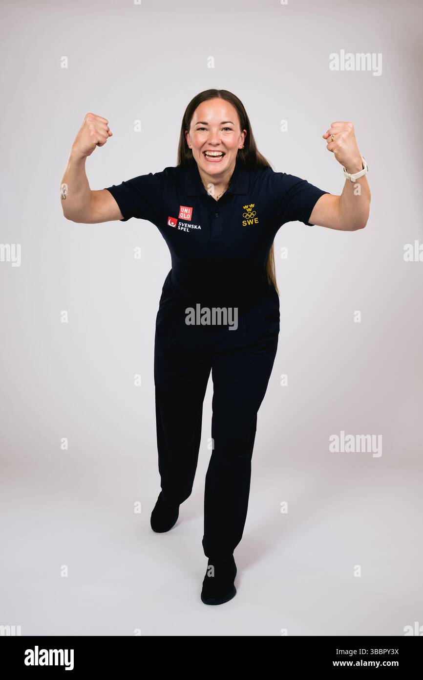 Curling athlete Agnes Knochenhauer of, Sweden. , . poses for a portrait ...
