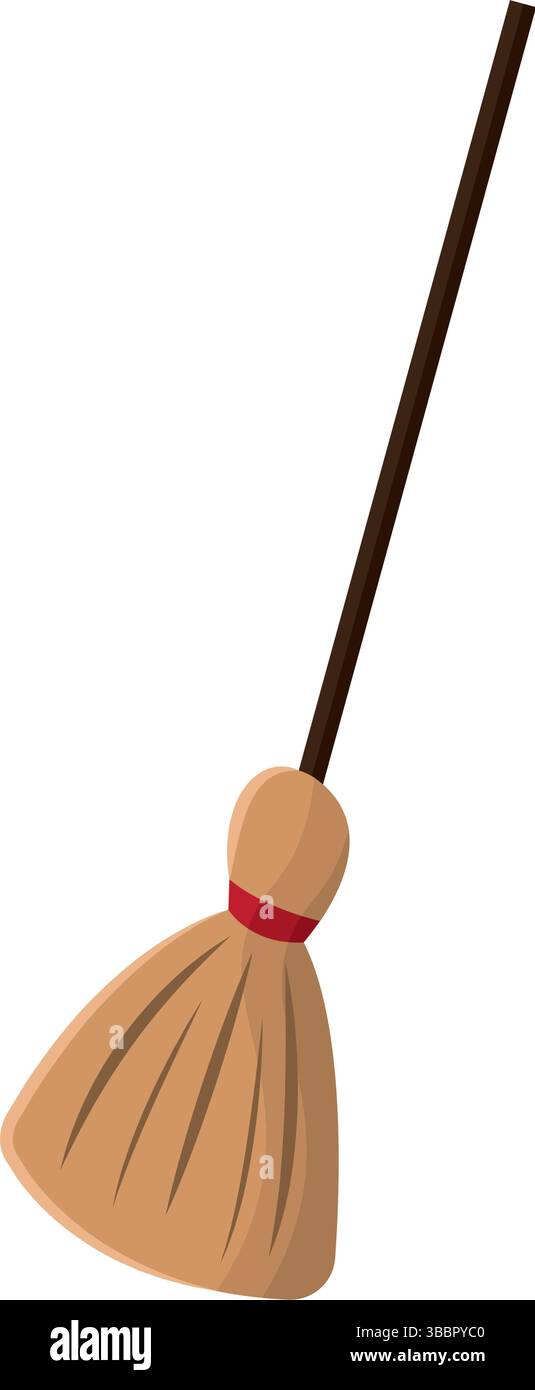 Cartoon broom with red band. Vector illustration Stock Vector Image ...