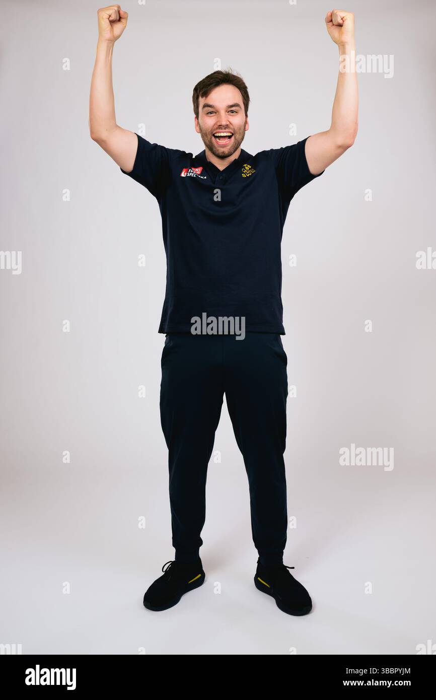 Curling athlete Oskar Eriksson of, Sweden. , . poses for a portrait ...