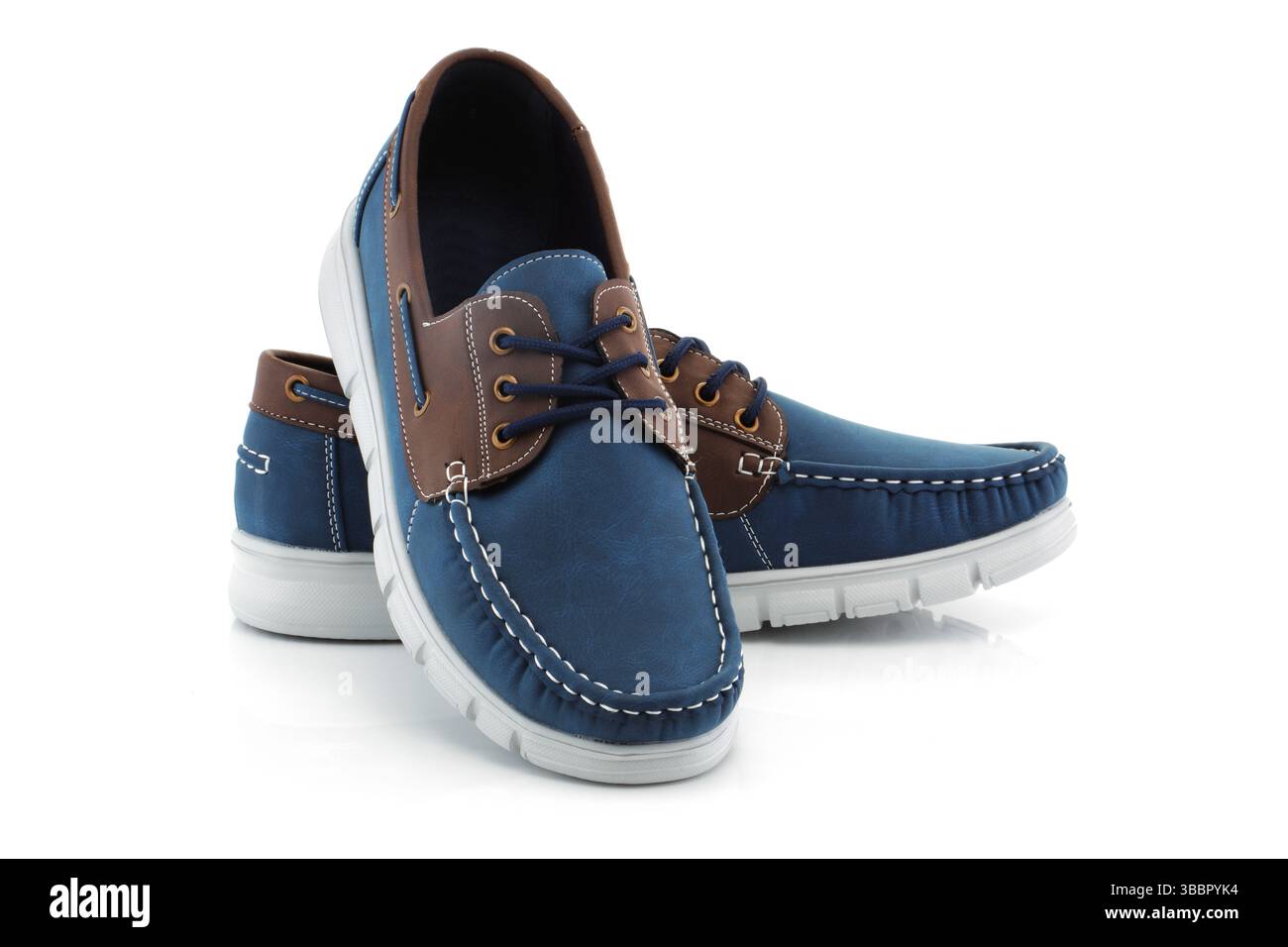 Blue men's shoes on white background Stock Photo - Alamy