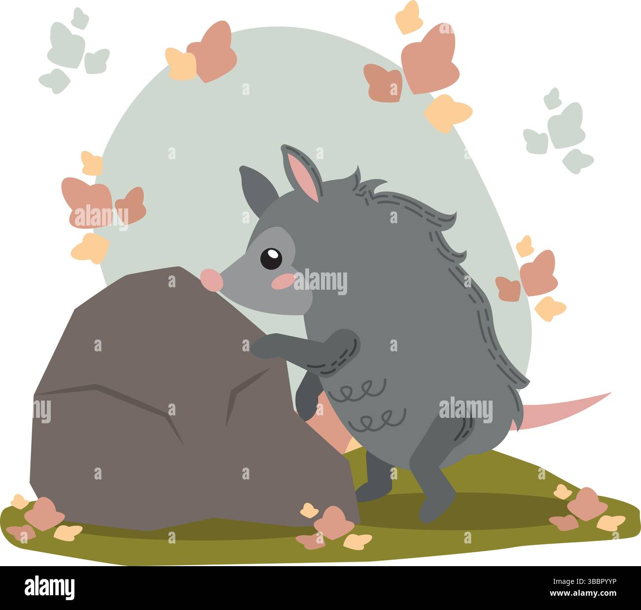 Cute possum near rock. Vector illustration Stock Vector Image & Art - Alamy