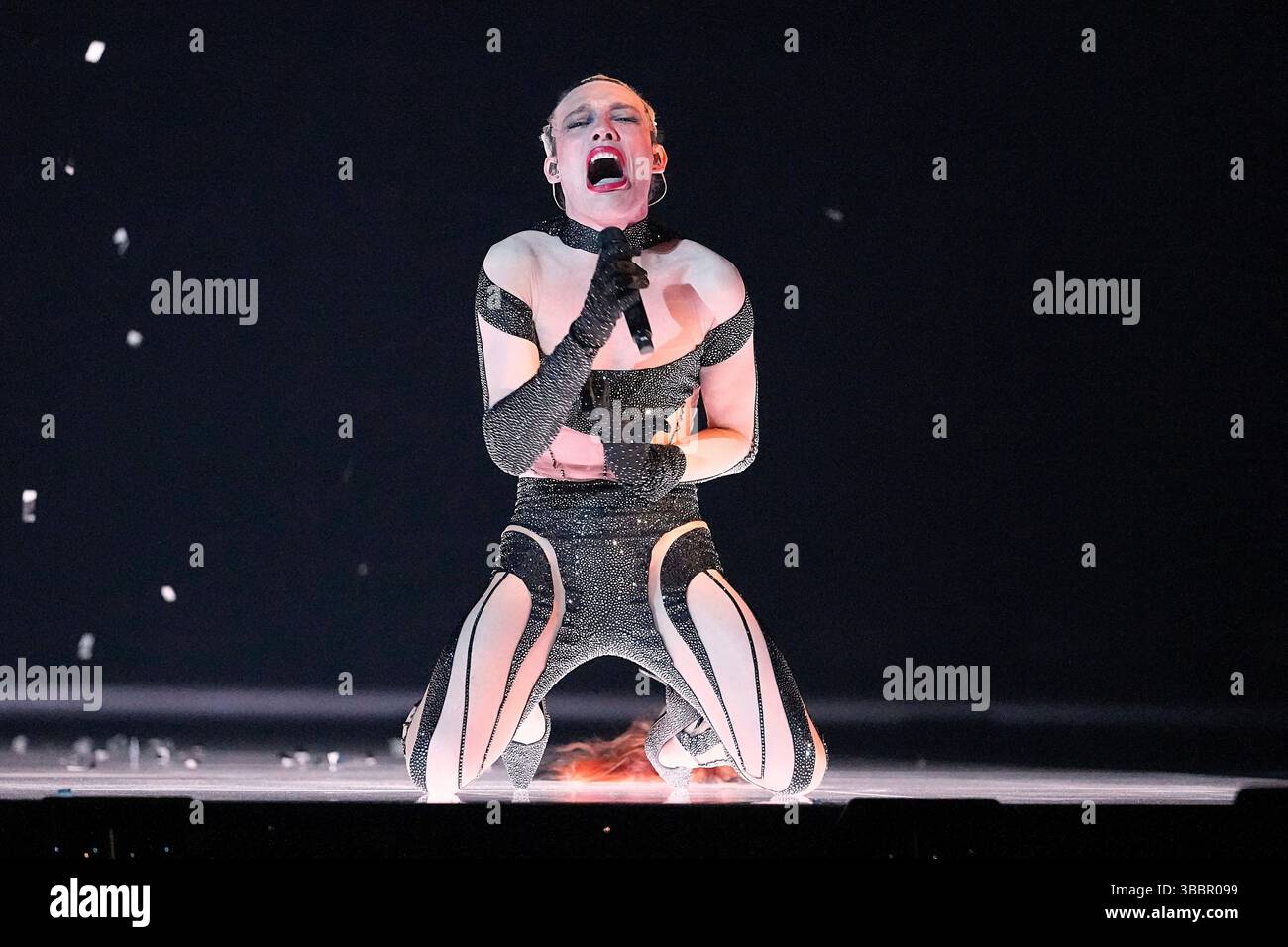 Last year's winner Nemo from Switzerland performs during the dress ...