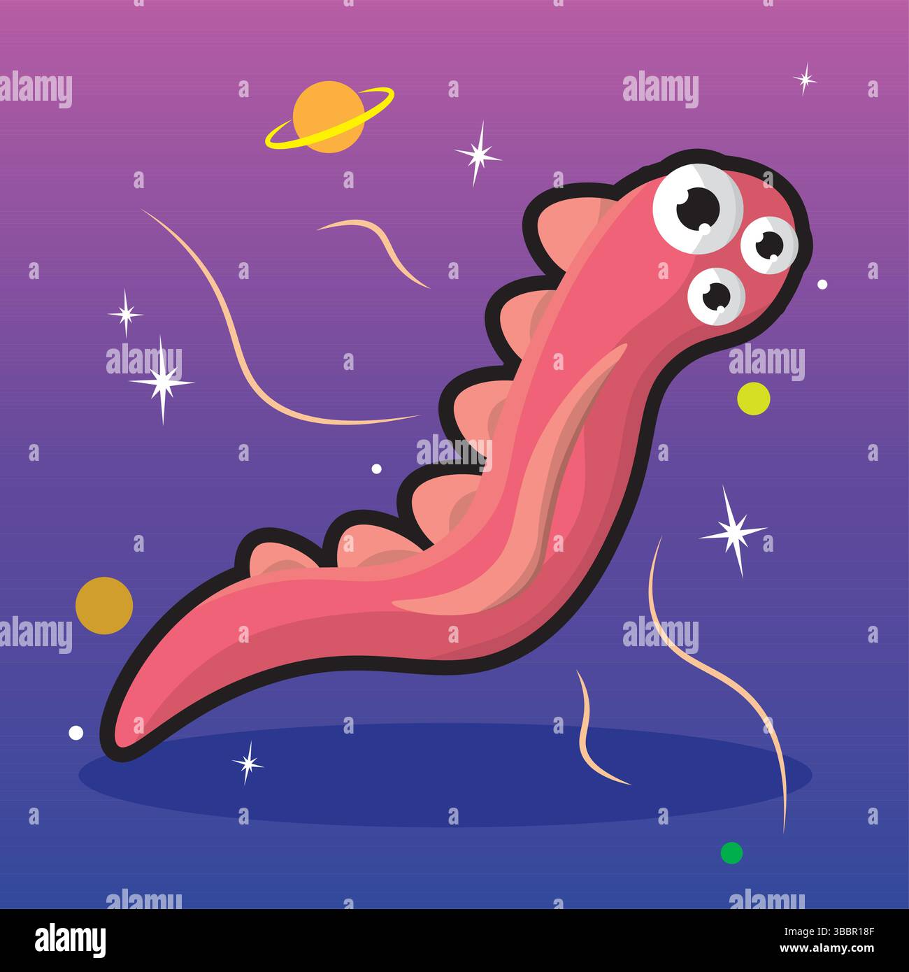 Red space worm alien flying. Vector illustration Stock Vector Image ...