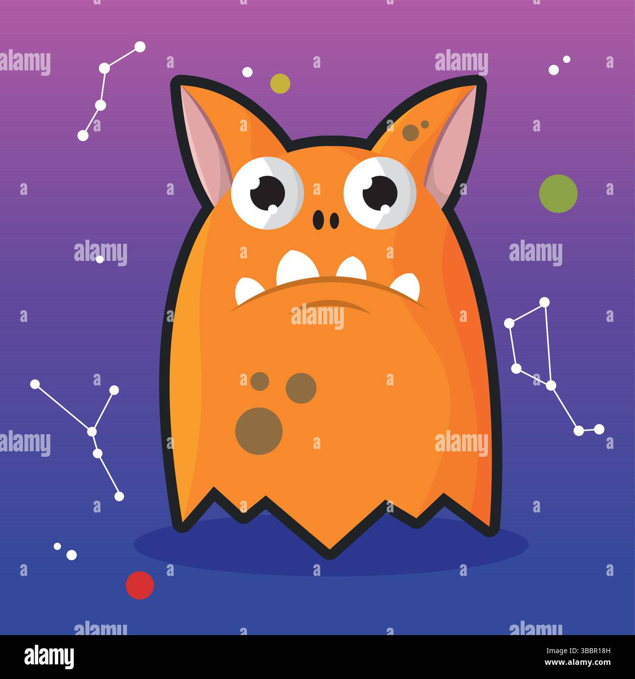 Orange monster with big teeth. Vector illustration Stock Vector Image ...
