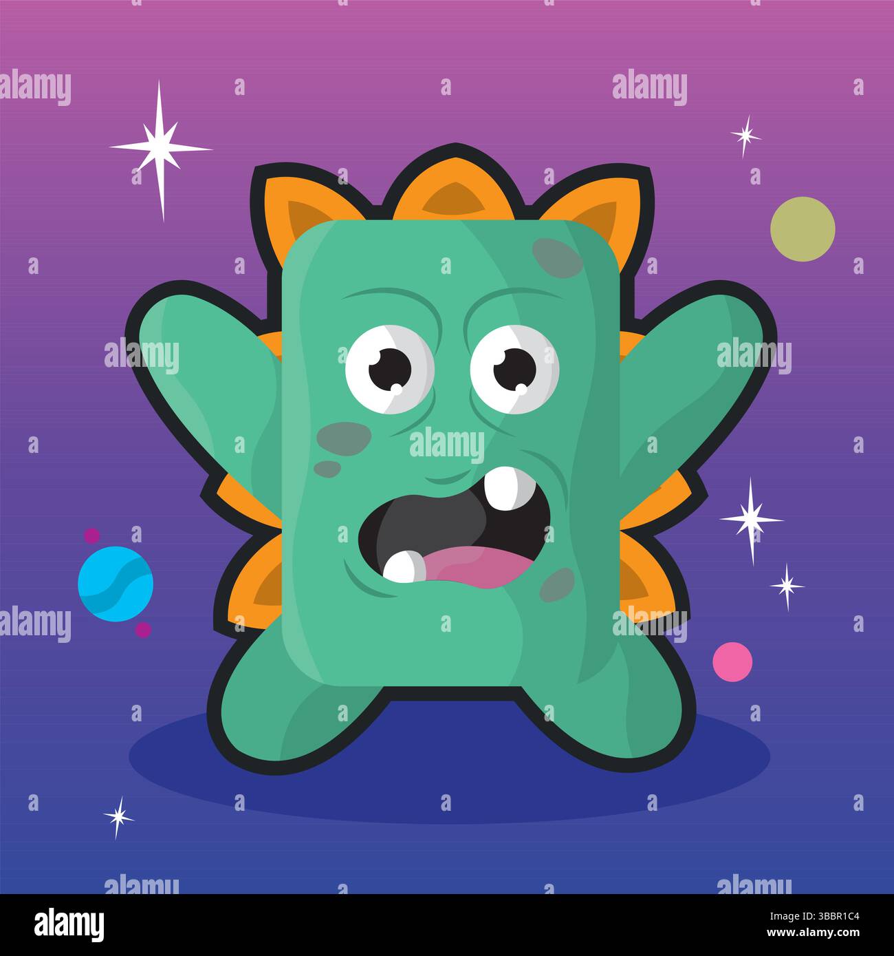 Green square monster surprised. Vector illustration Stock Vector Image ...
