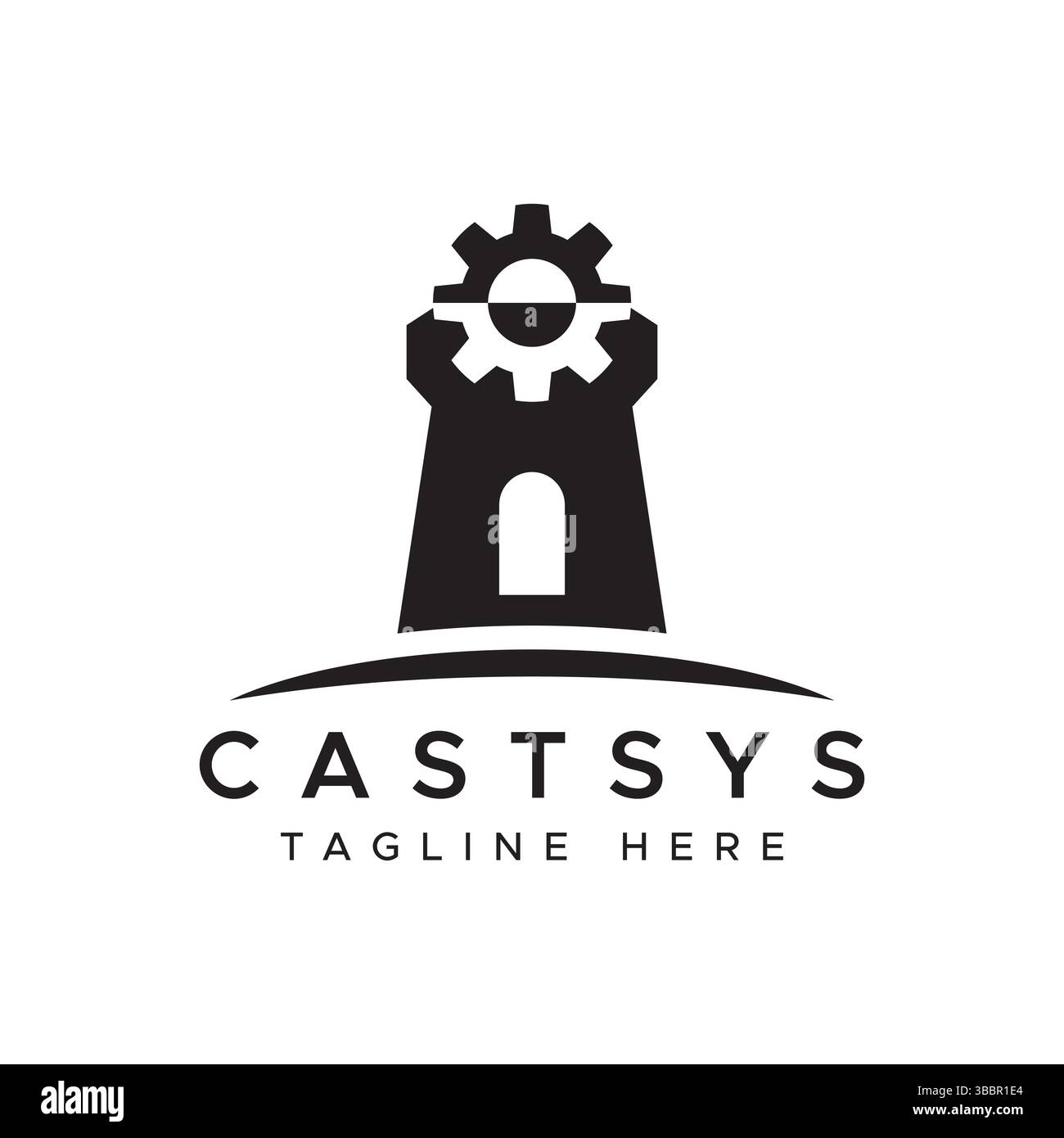 Abstract Logo Fort Castle and Gear Wheel Concept Business Secure System ...