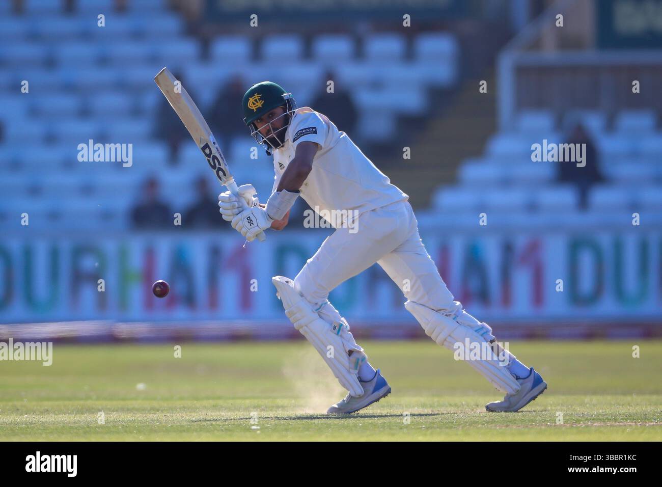 Nottinghamshire's Brett Hutton is seen batting during the first day of ...