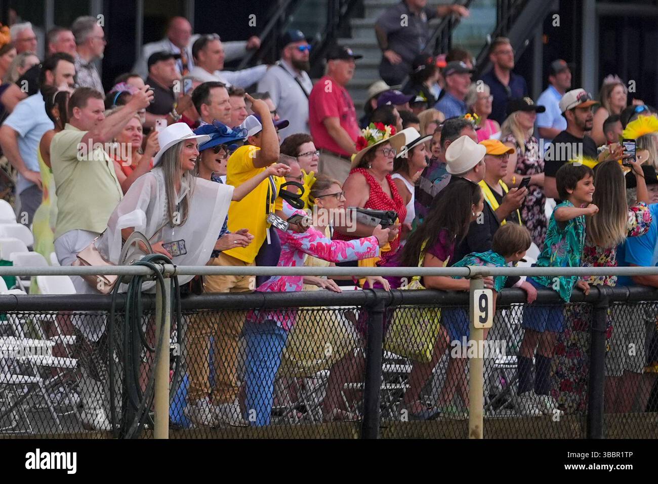 Spectators react while watching the 149th running of the Black-Eyed ...