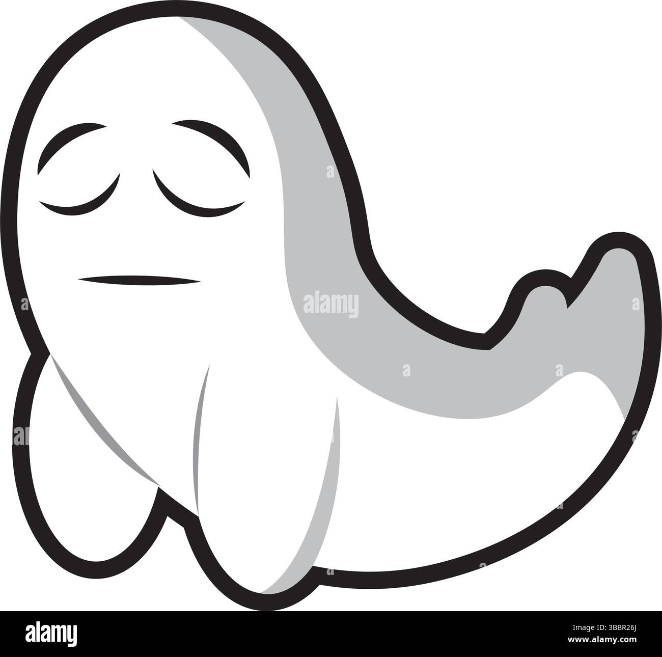 Cute sad halloween ghost character Vector illustration Stock Vector ...