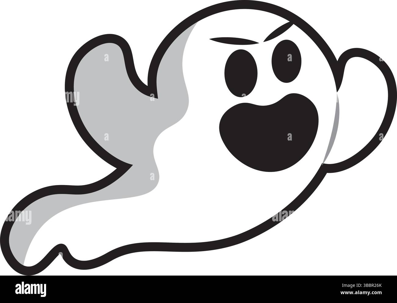 Cute angry halloween ghost character Vector illustration Stock Vector ...