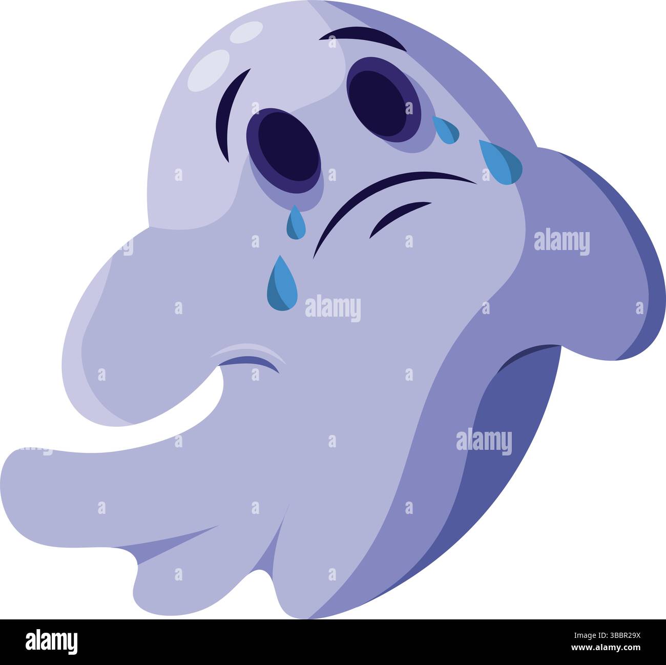 Cute crying halloween ghost character Vector illustration Stock Vector ...