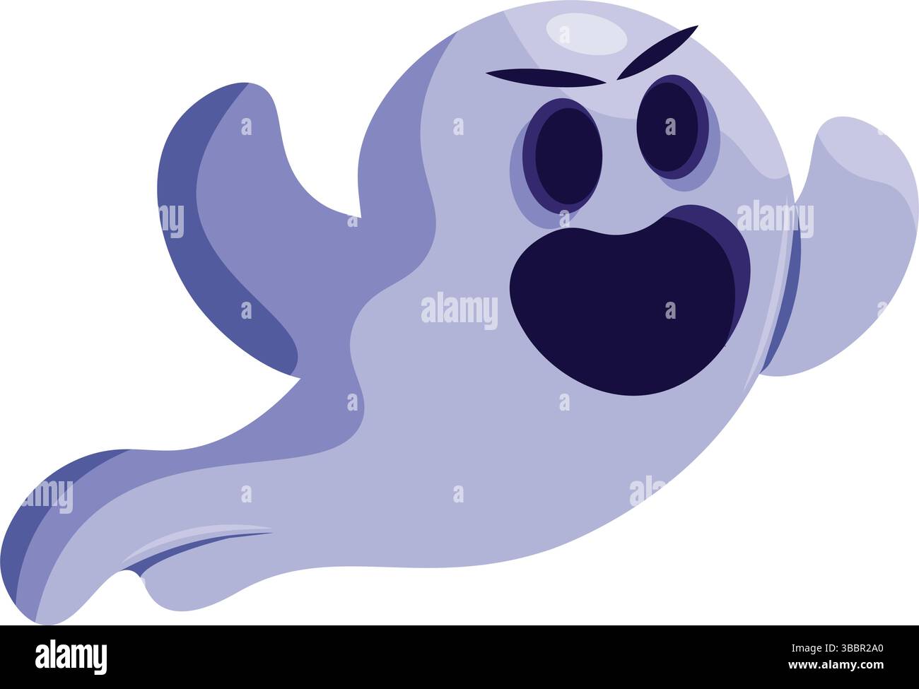 Cute angry halloween ghost character Vector illustration Stock Vector ...