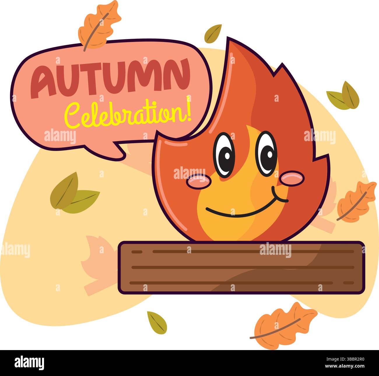 Cute happy autumn campfire character Vector illustration Stock Vector ...