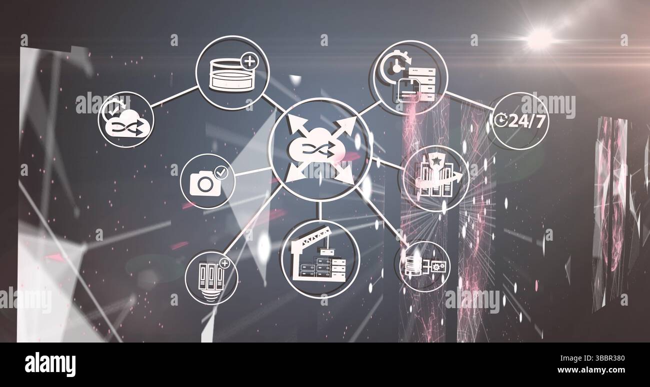 Displaying network of icons in digital interface, with infinity loop ...