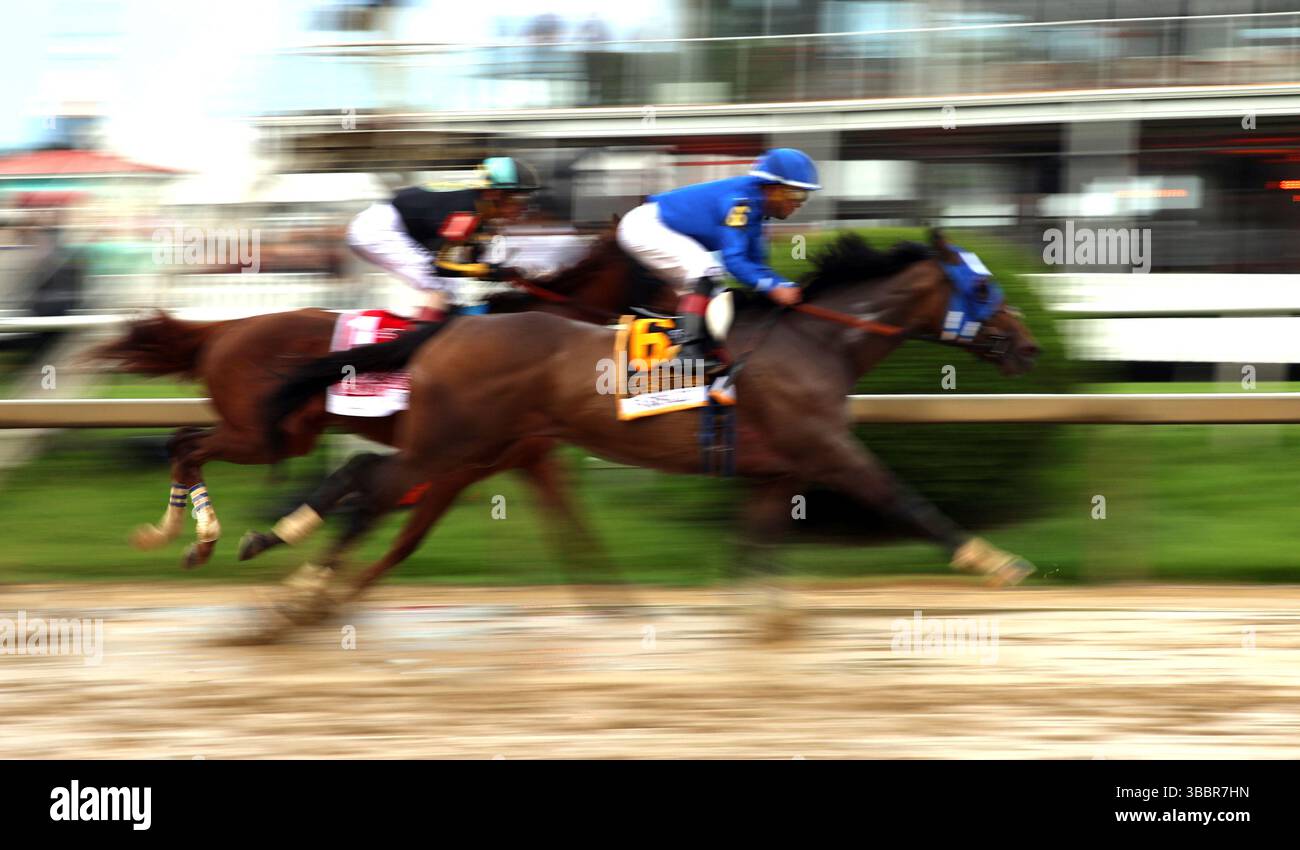 Baltimore, United States. 16th May, 2025. Horses pass the clubhouse at ...