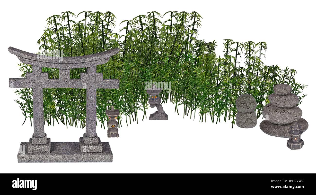 Traditional Japanese Torii gate entrance with bamboo garden Stock Photo ...