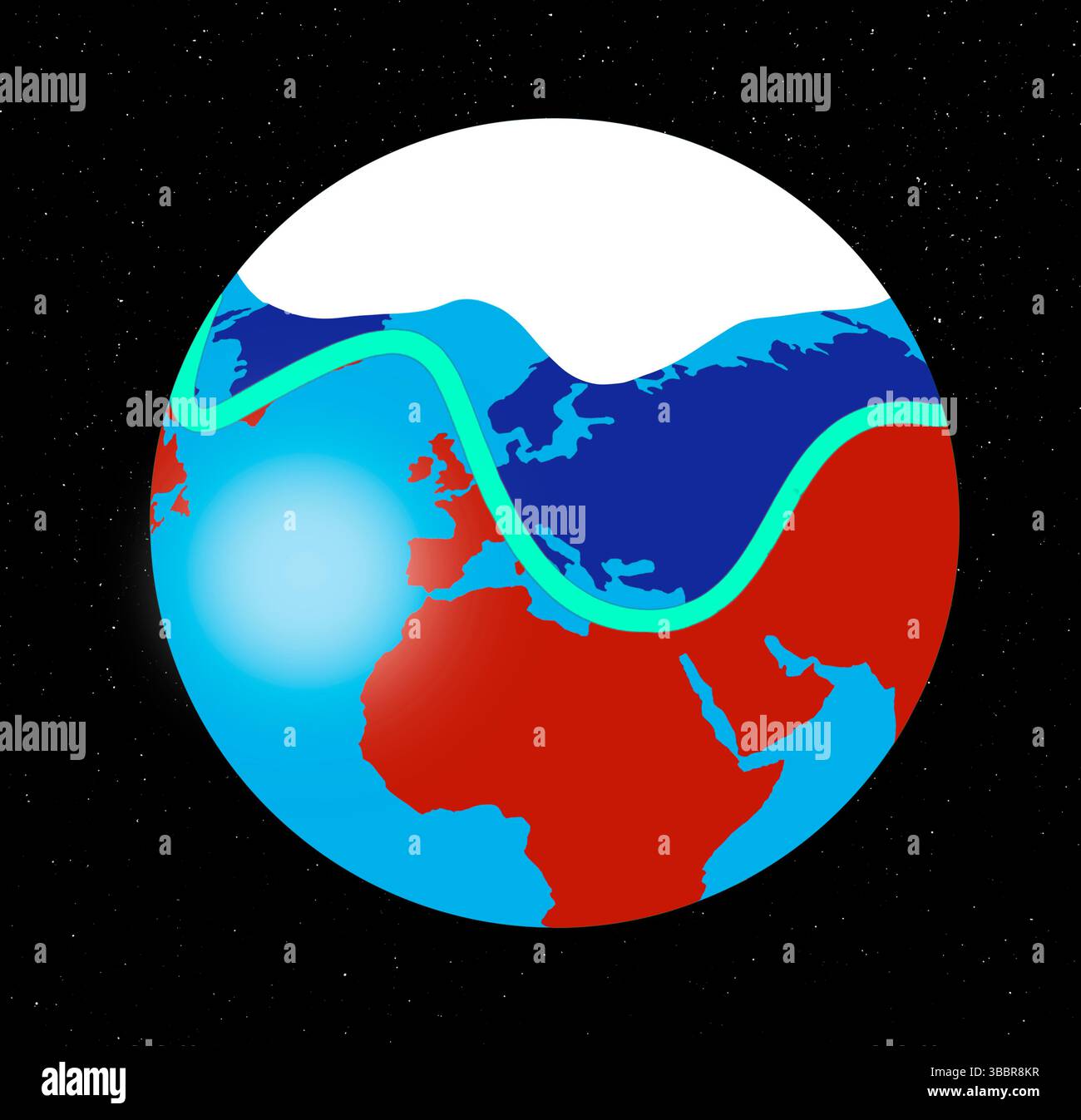 Illustration of a jet stream. A jet stream fast-flowing, narrow current ...