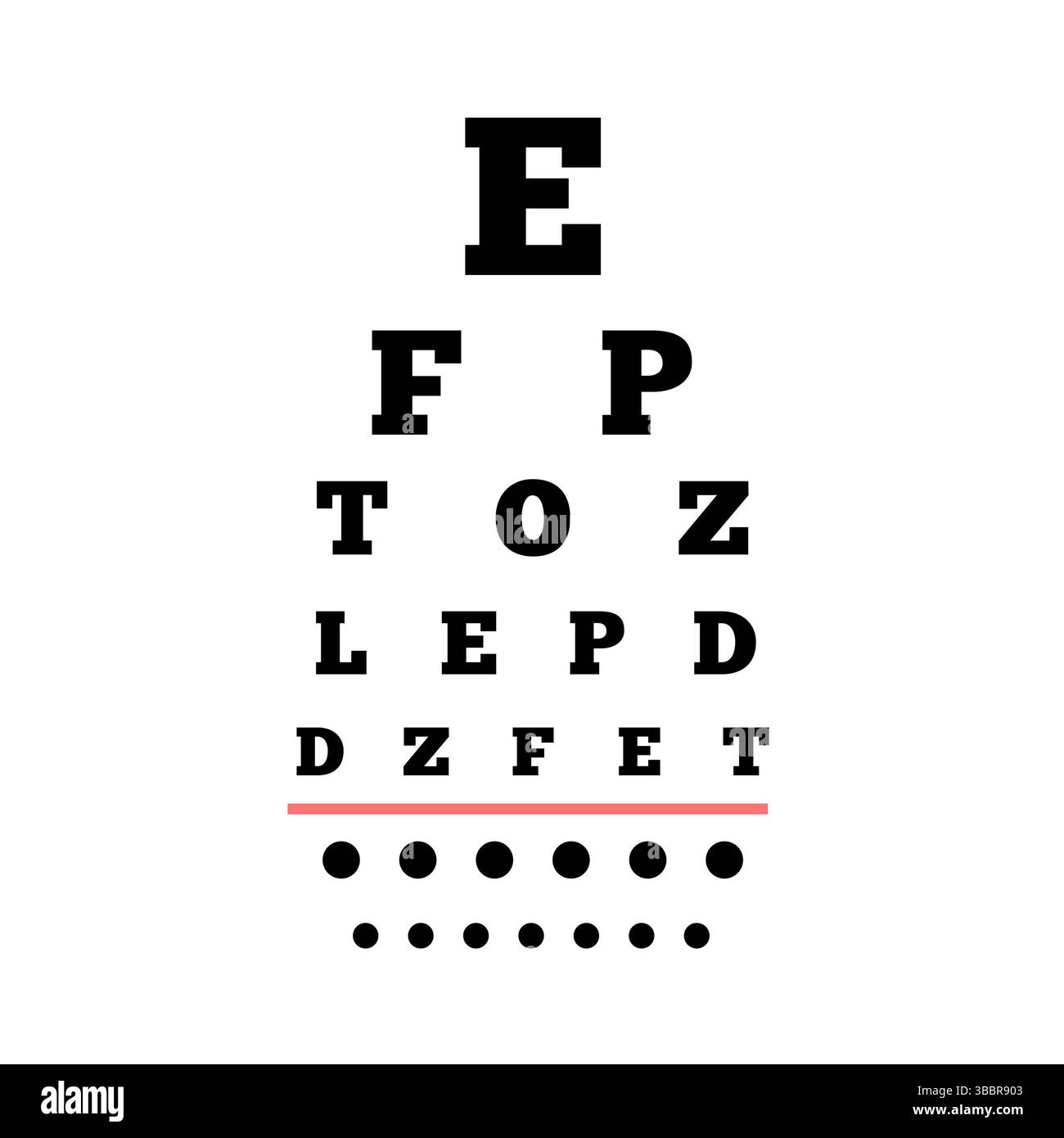 Illustration of an eye chart. An eye chart test assesses visual acuity ...