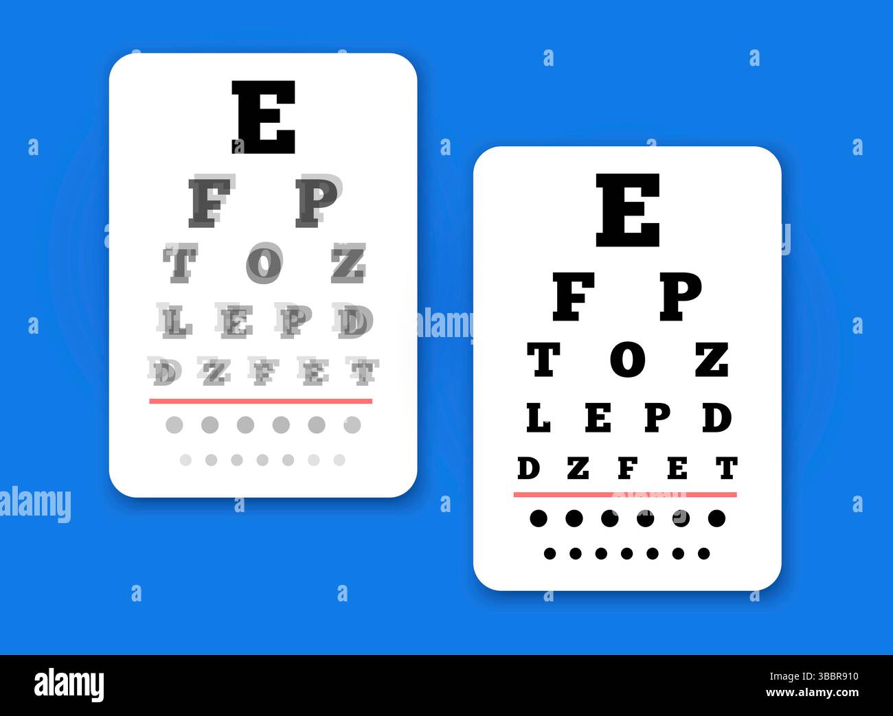 Illustration of an eye chart. An eye chart test assesses visual acuity ...