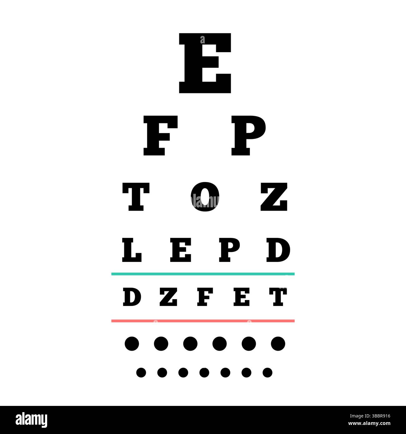 Illustration of an eye chart. An eye chart test assesses visual acuity ...