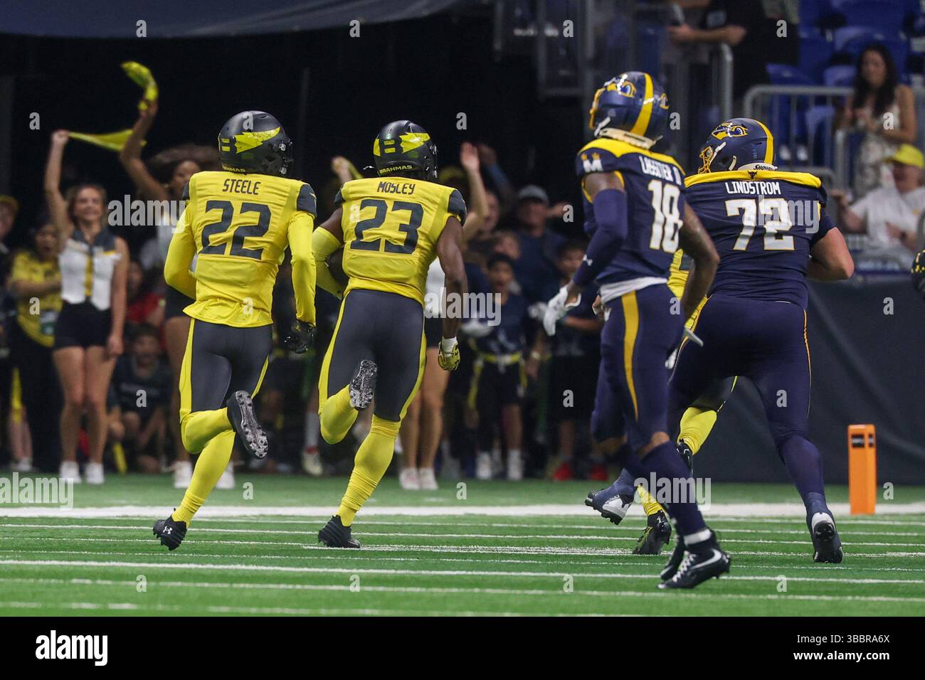 SAN ANTONIO, TX - MAY 16: San Antonio Brahmas safety Jordan Mosley (23 ...