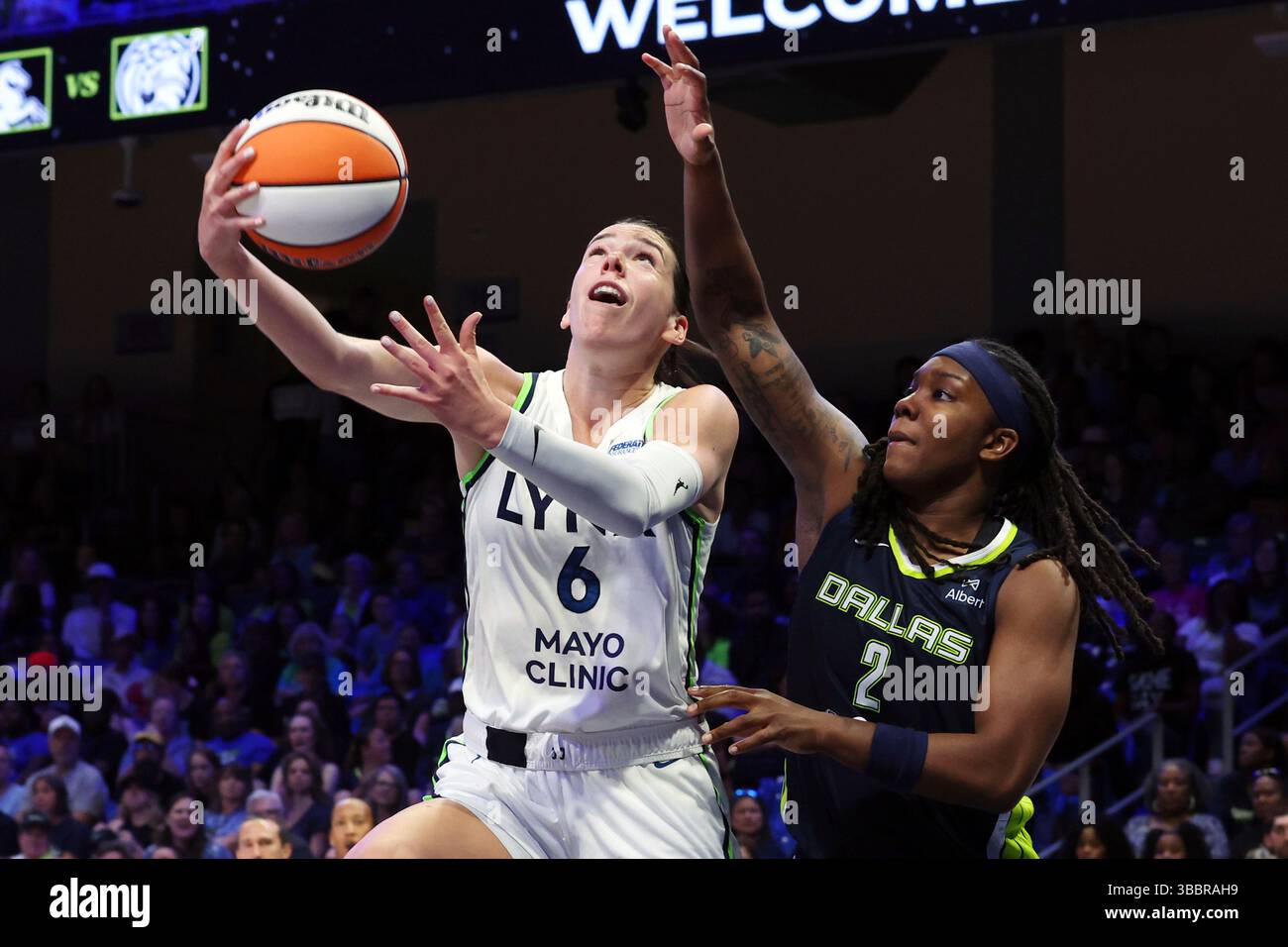 Minnesota Lynx forward Bridget Carleton (6) shoots against Dallas Wings ...