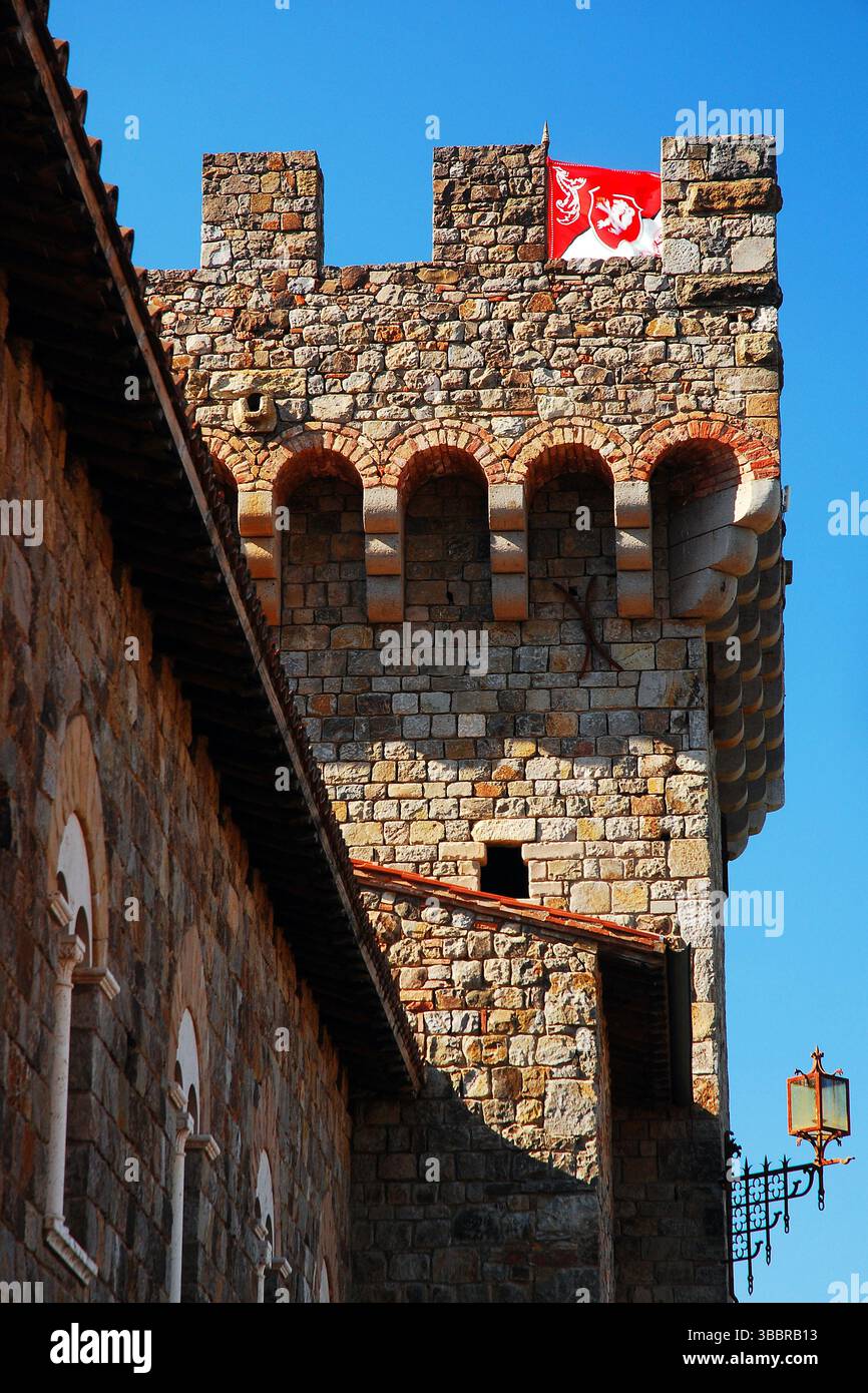 A turret of a recreated medieval castle Stock Photo - Alamy