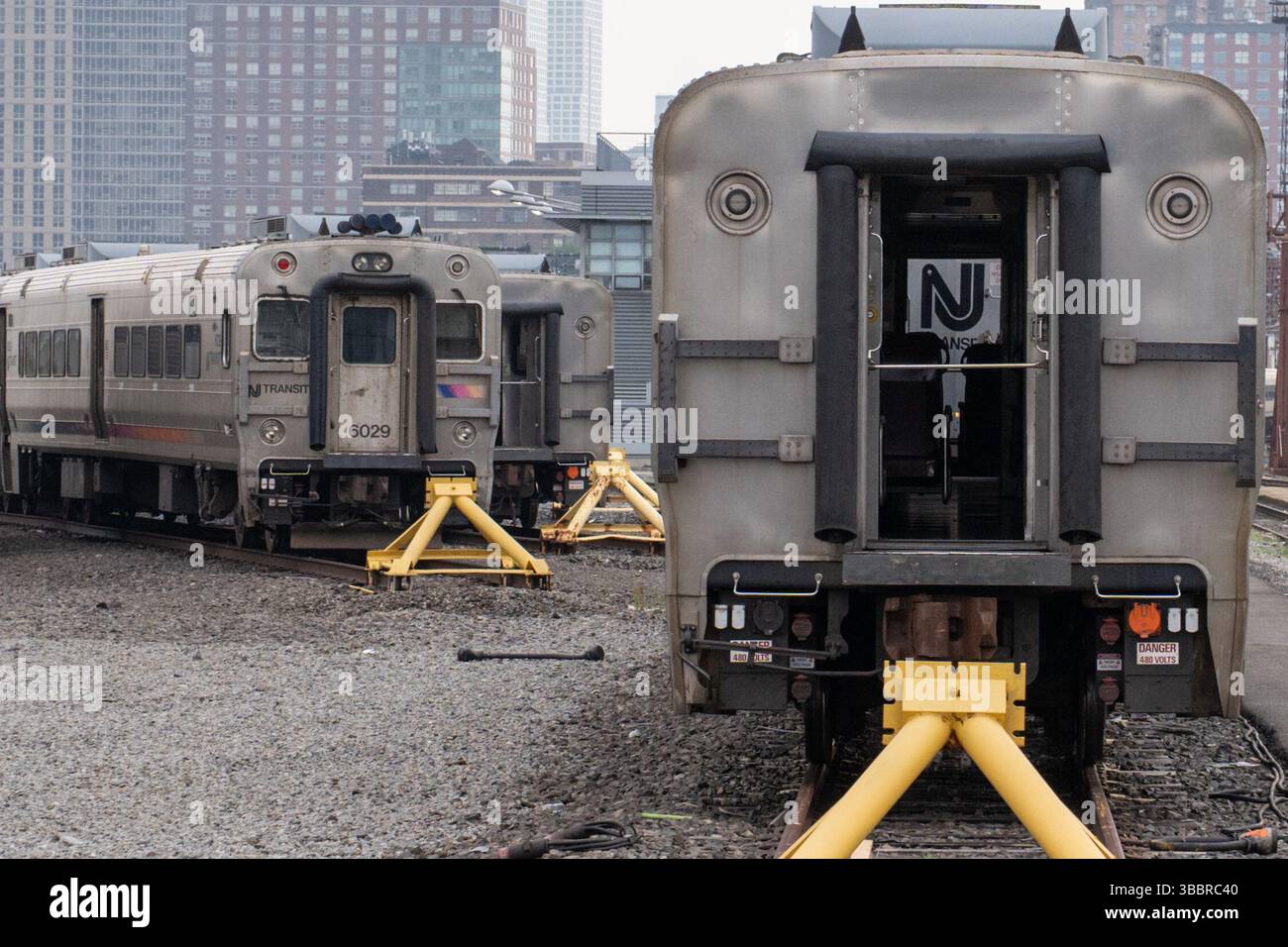 Jersey City, United States. 16th May, 2025. The NJ Transit logo is ...