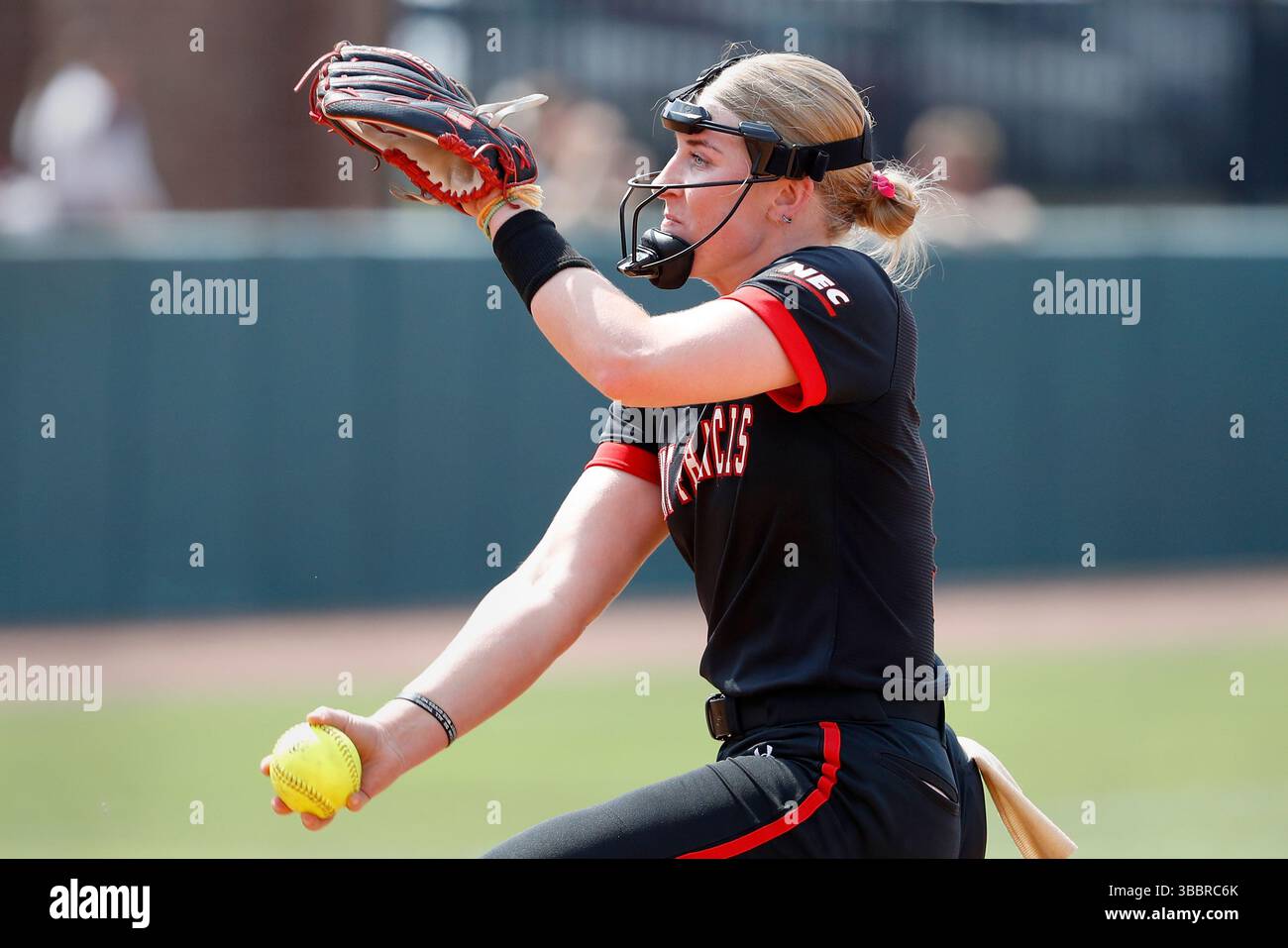 Saint Francis relief pitcher Madelynn Bates throws against Texas A&M ...