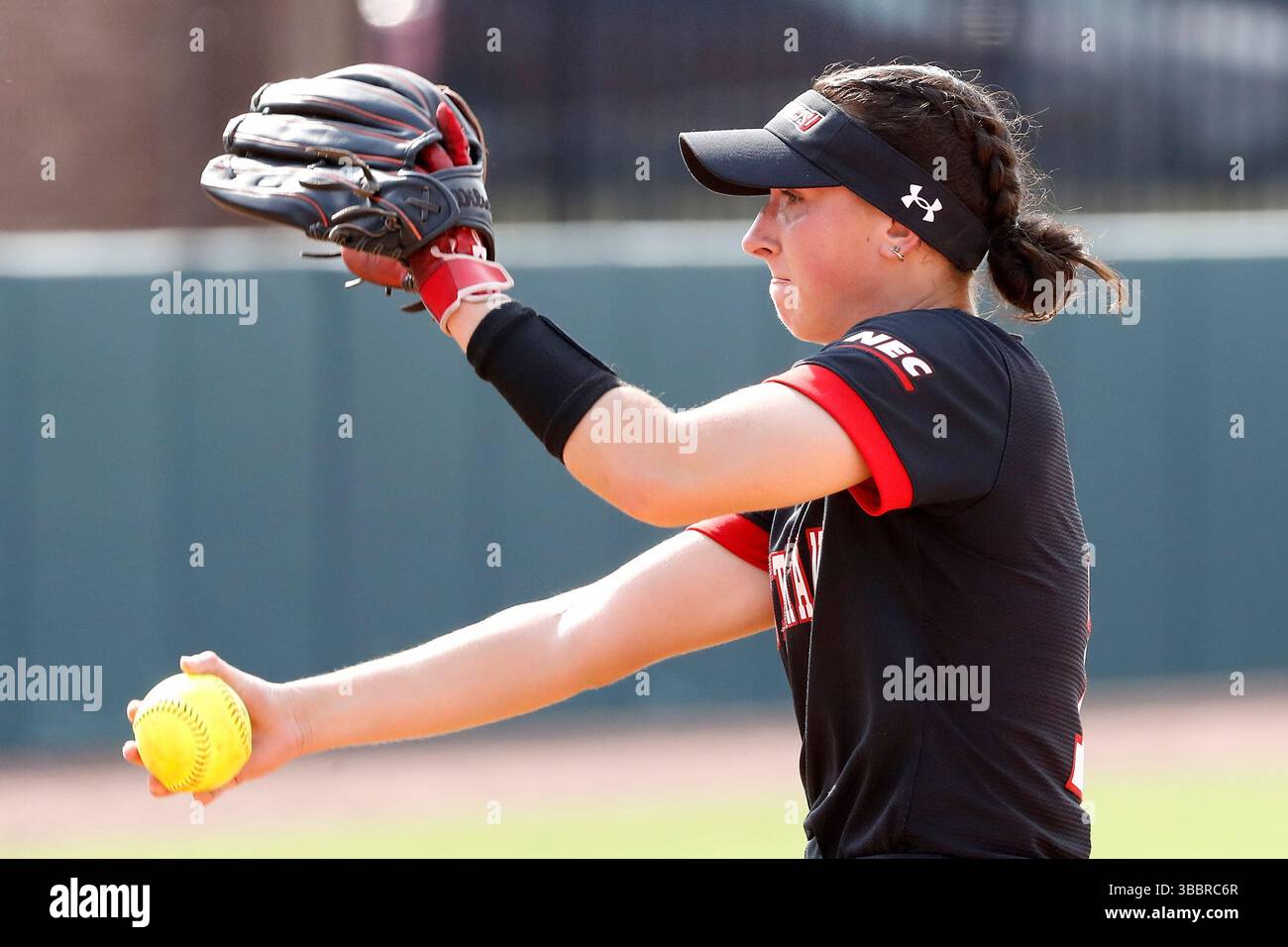 Saint Francis relief pitcher Olivia Kolowitz winds up against Texas A&M ...