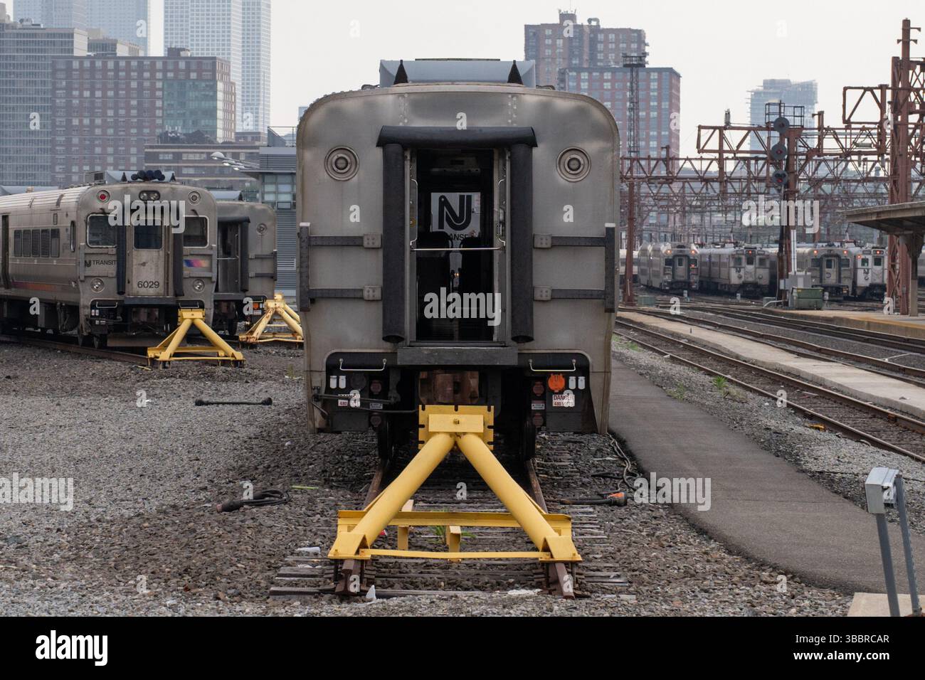 Jersey City, United States. 16th May, 2025. The NJ Transit logo is ...