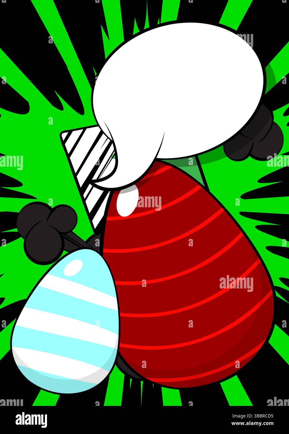 Cartoon Easter Egg with blank speech bubble, comic book ... background ...