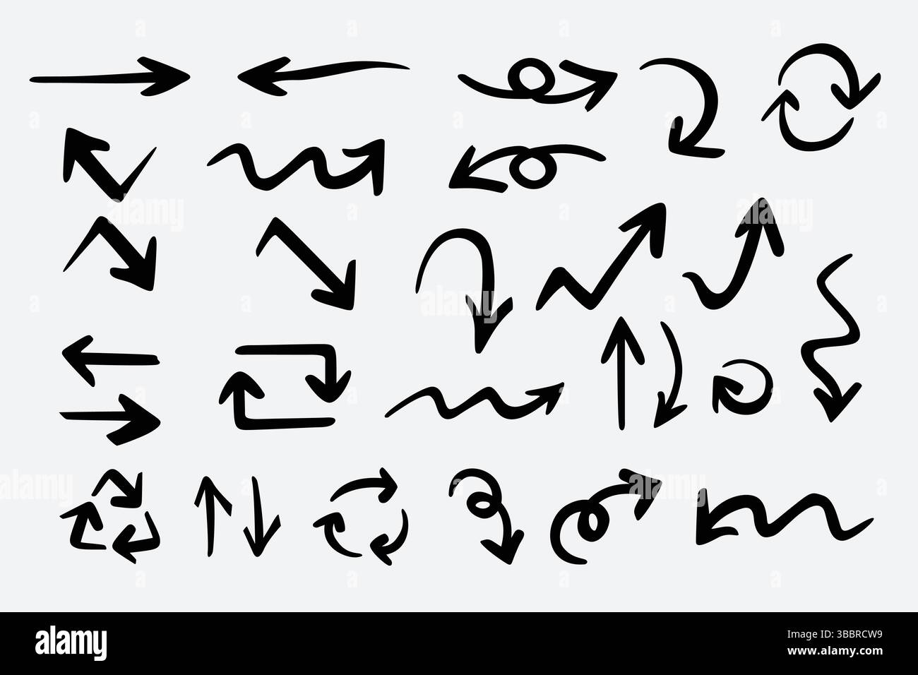 Collecting arrows that are hand-drawn. Simple arrows are set apart ...