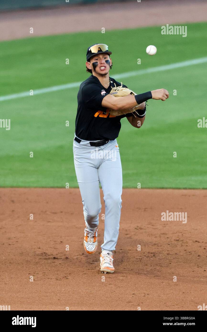 Fayetteville, AR. 16th May, 2025. Manny Marin (5) Tennessee third ...