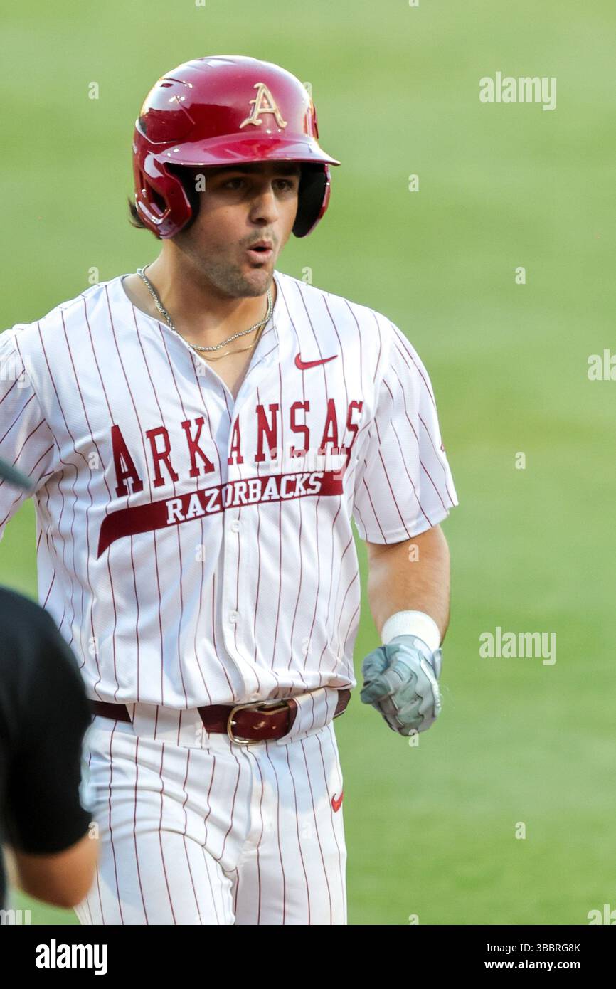 Fayetteville, AR. 16th May, 2025. Arkansas catcher Ryder Helfrick (27 ...