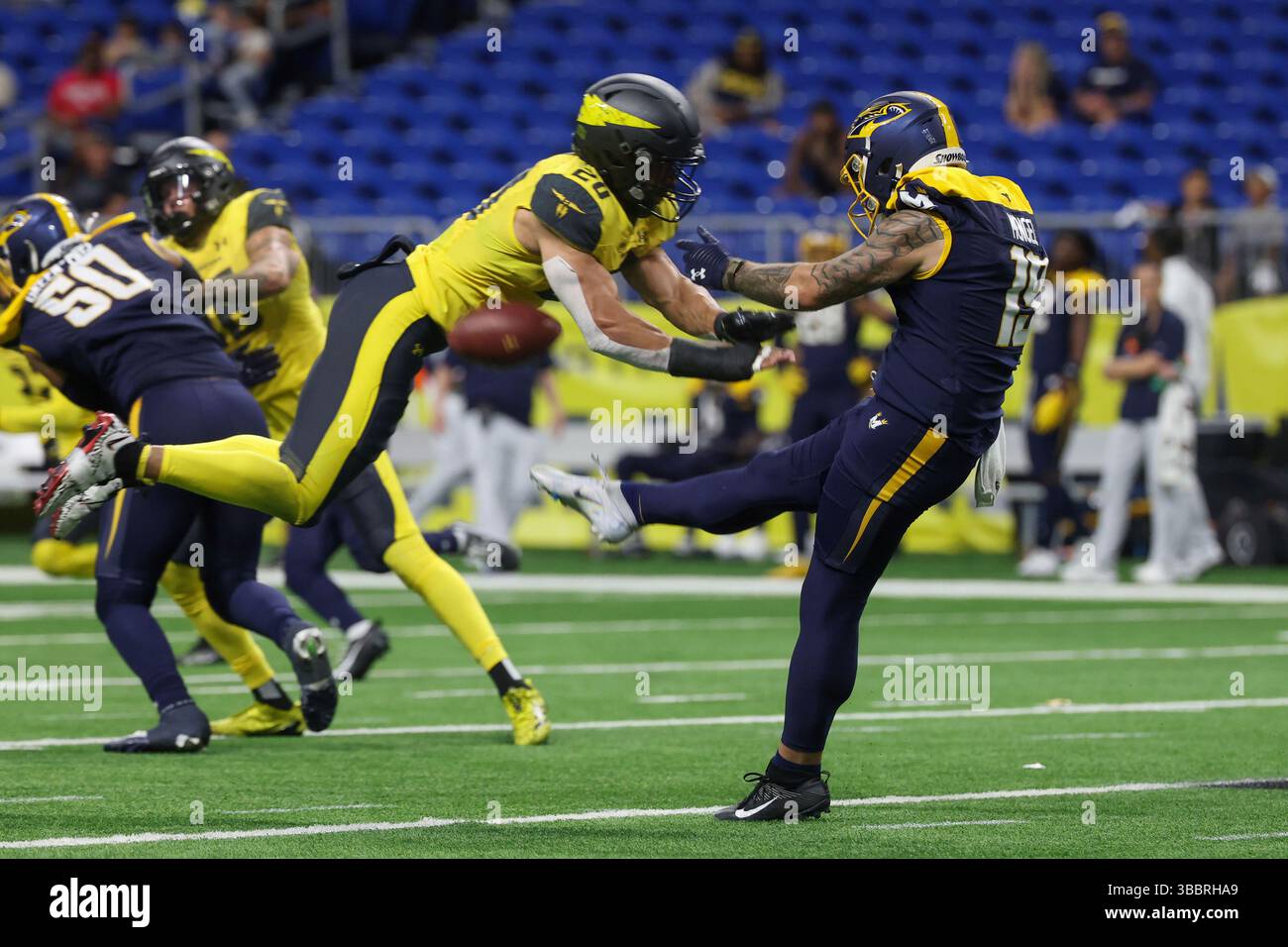 SAN ANTONIO, TX - MAY 16: Memphis Showboats punter Matt Mengel (19) has ...