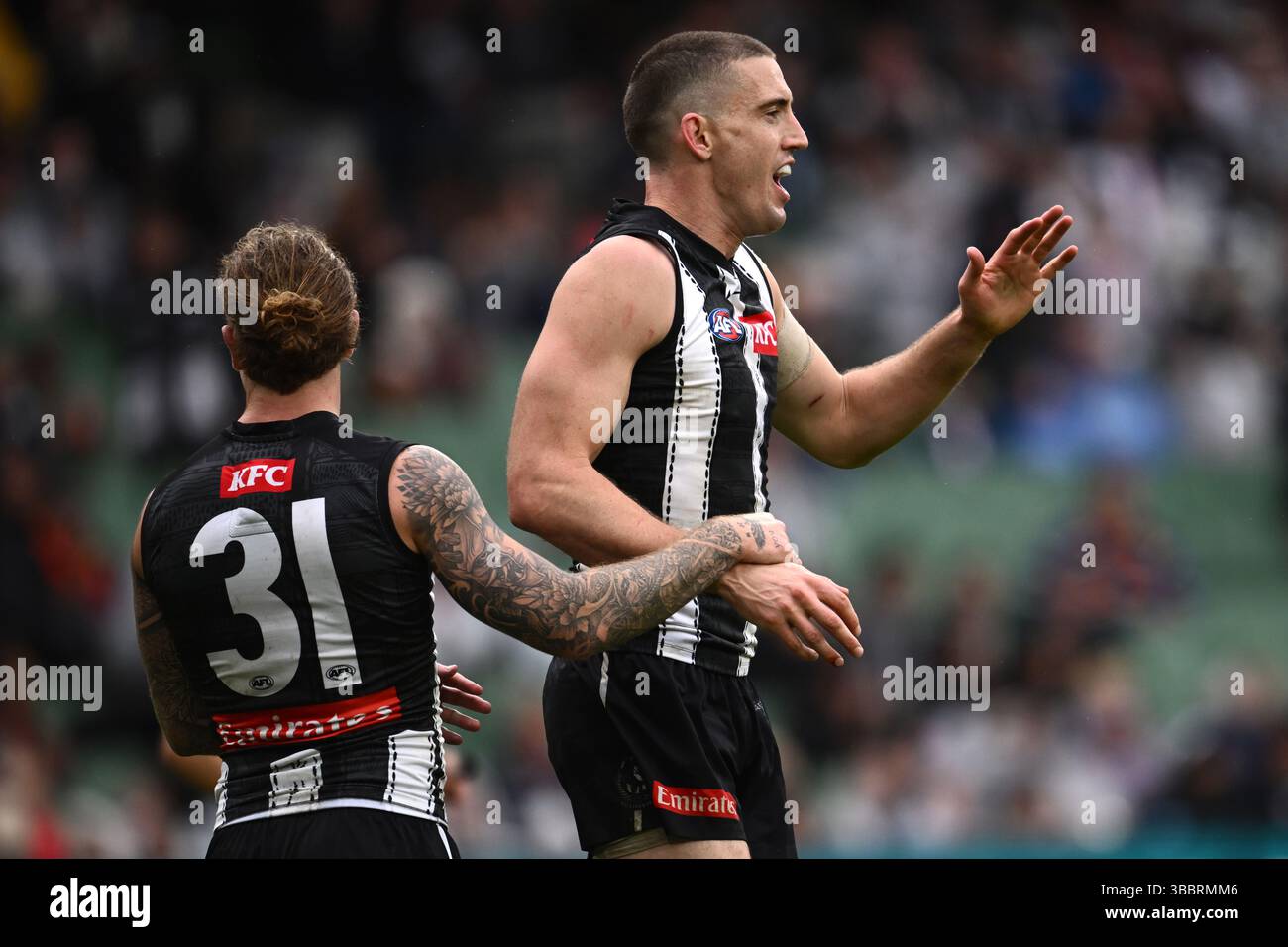 Melbourne, Australia. 17th May, 2025. Darcy Cameron of Collingwood ...
