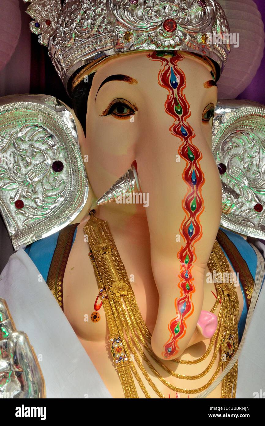 Idol of Lord Ganesha, clicked during the Ganeshotsav (Ganesh Festival) in Pune, Maharashtra ...