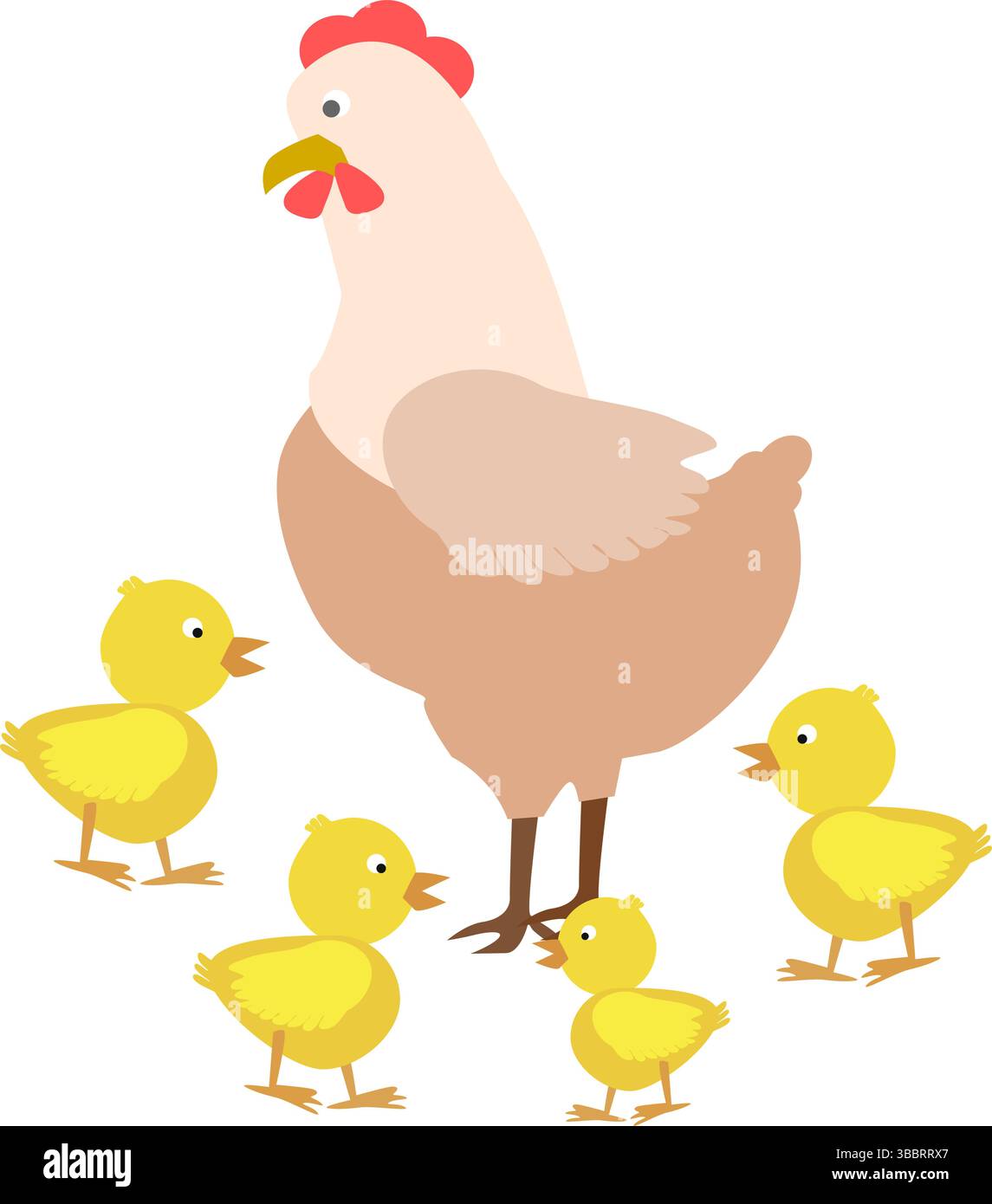 Vector cartoon farm animal family with rooster, hen and chicks Stock ...