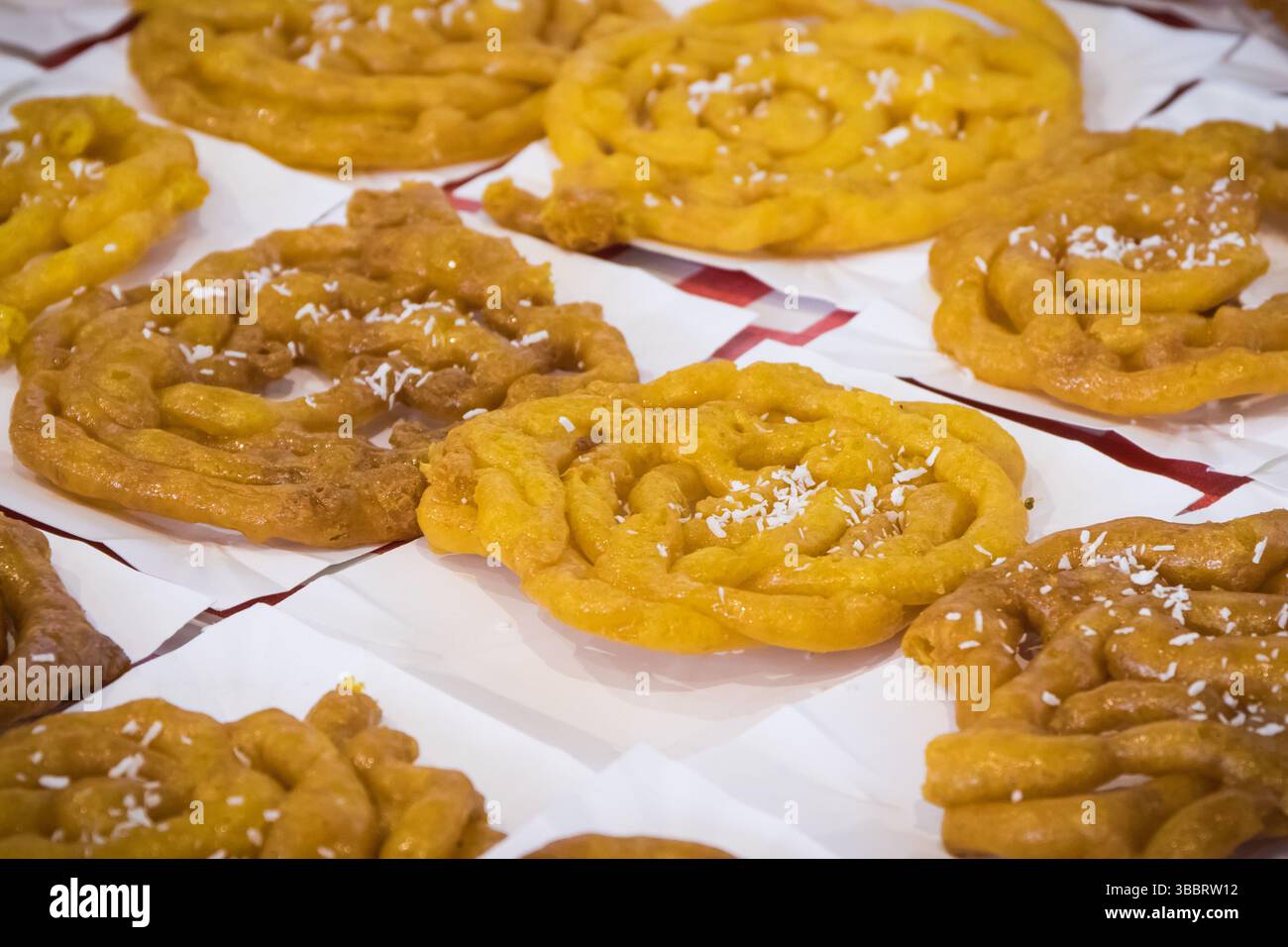 Fresh fried crunchy aromatic jalebi, zoolbia. Traditional dish of ...