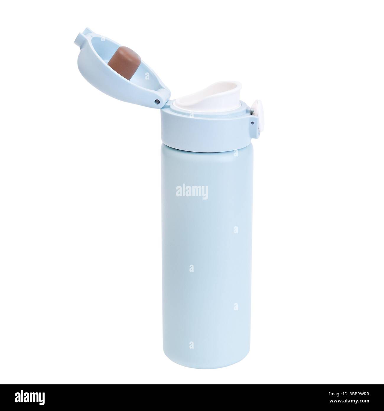 thermos for drinking light blue color isolate on white background Stock ...